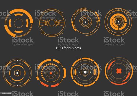 비즈니스 세트용 Hud Ui 미래 지향적 인 사용자 인터페이스 스톡 벡터 Hud 라운드 프레임 목표 제어 대상 인터페이스 벡터