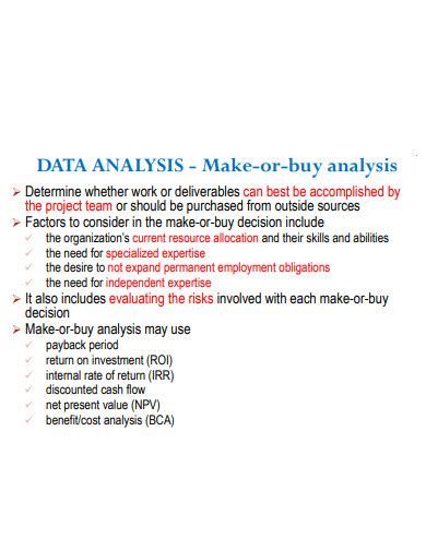 Free 10 Make Or Buy Analysis Samples In Pdf