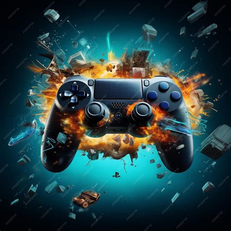 Premium Photo Epic Game Controller Exploding Gaming Background