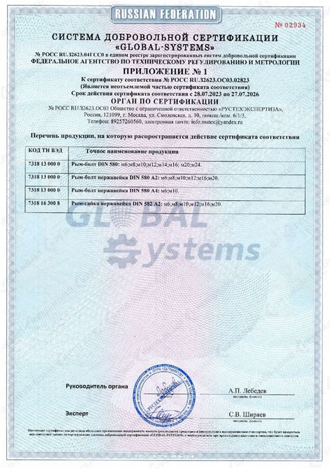 Сертификаты соответствия на такелаж ГОСТ Р на продукцию КРЕП КОМП