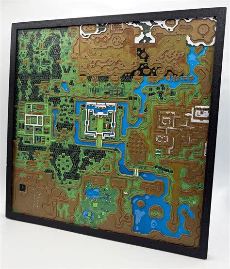 Zelda Link To The Past Map Wall Art 3d Printed Hyrule Overworld Snes