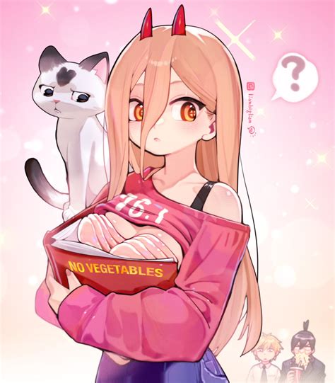 Power Denji Hayakawa Aki And Meowy Chainsaw Man Drawn By