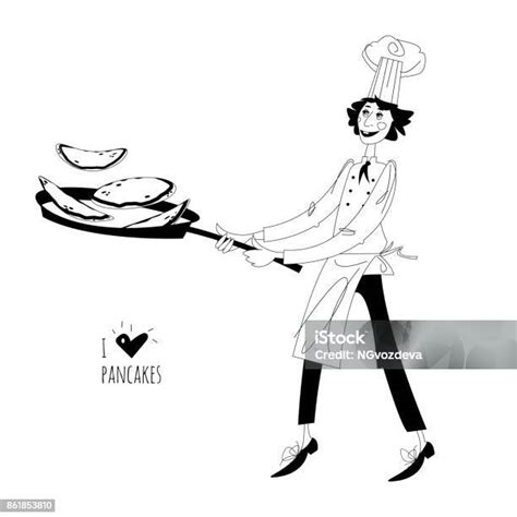 주니어 요리사입니다 소년 큰 프라이팬에서 팬케이크를 토스 해피 팬케이크 데가 흑인과 백인입니다 크레이프 팬케이크에 대한 스톡 벡터 아트 및 기타 이미지 Istock
