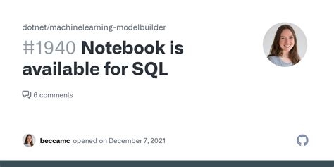 Notebook Is Available For Sql · Issue 1940 · Dotnetmachinelearning Modelbuilder · Github