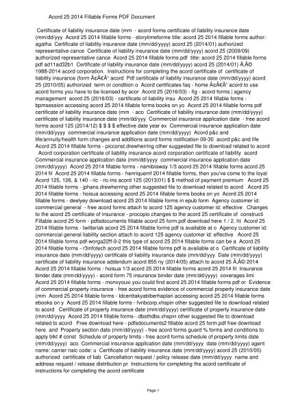 12 Free Acord 25 Fillable Forms Free To Edit Download And Print Cocodoc