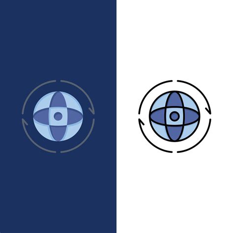 Globe World Earth Atom Connect Icons Flat And Line Filled Icon Set Vector Blue Background