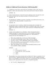 Midterm Practice Questions With Answers Midterm Additional Practice Questions EC