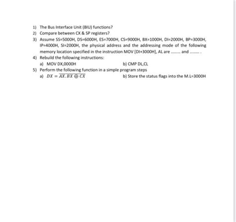 Solved 1 The Bus Interface Unit Biu Functions 2 Compare
