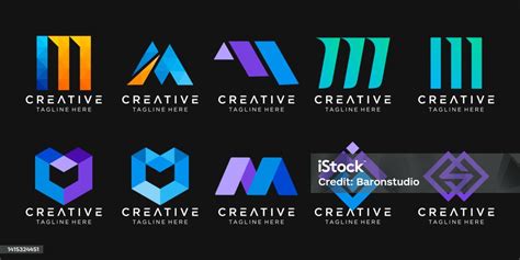 추상 모노그램 문자 M 로고 템플릿 세트 패션 스포츠 디지털 기술의 비즈니스를위한 아이콘 로고에 대한 스톡 벡터 아트 및 기타 이미지 Istock