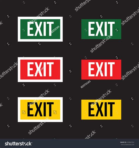 Set Exit Signs Vector Format Stock Vector Royalty Free 619067252 Shutterstock