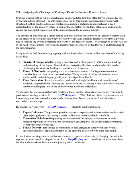 Thesis Outline For Research Paper Pdf Thesis Academic Publishing