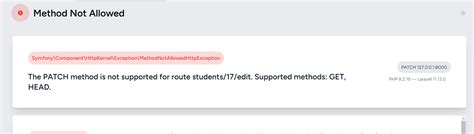 مشكلة The Patch Method Is Not Supported For Route Students17edit