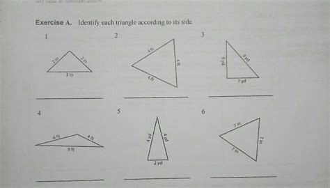 Solved Exercise A Identify Each Triangle According To Its Side 1 2 3