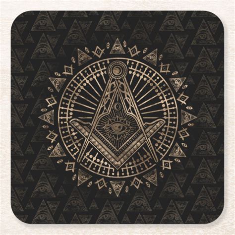 Freemasonry Symbol Square And Compasses Square Paper Coaster Zazzle
