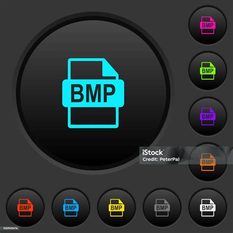 Bmp 파일 포맷 어두운 푸시 버튼 컬러 아이콘 곡선에 대한 스톡 벡터 아트 및 기타 이미지 곡선 그래픽 사용자 인터페이스
