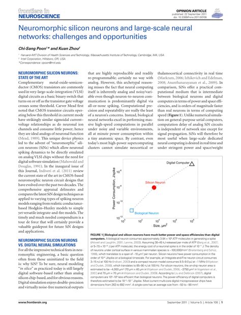 Pdf Neuromorphic Silicon Neurons And Large Scale Neural Networks Challenges And Opportunities