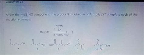 Solved Consider The Following Reaction Conditions Which Of