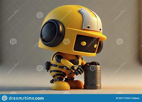 Engineer Robot With 3d Rendering Cute And Small Artificial Intelligence