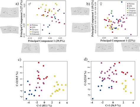 plots of principal component analysis pca a and b and canonical download scientific diagram