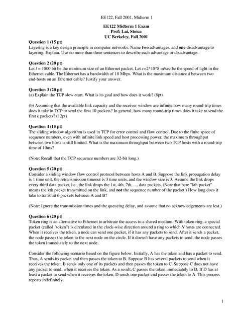 Sequence Numbers Introduction To Communication Networks Exam Docsity