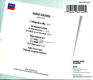 Gershwin Rhapsody in BluePiano ConcertoAn American in Paris 格什温蓝色狂想曲