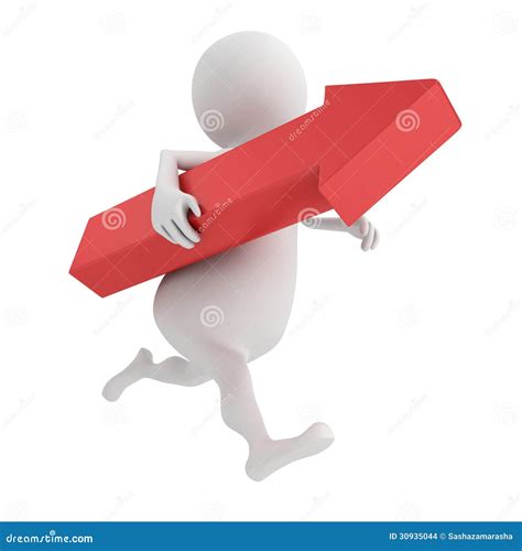 Running White D Man Carrying Red Arrow Stock Illustration Image