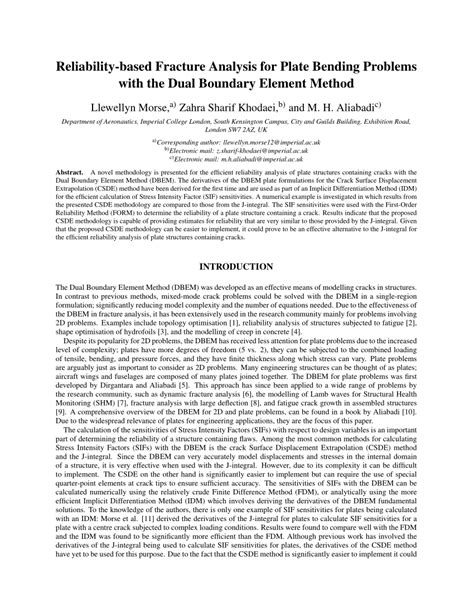 Pdf Reliability Based Fracture Analysis For Plate Bending Problems