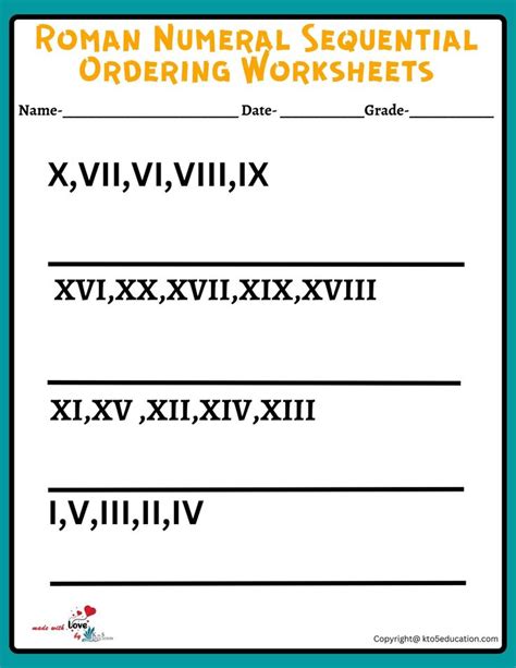 Roman Numeral Sequential Ordering Worksheets Roman Numeral Worksheets