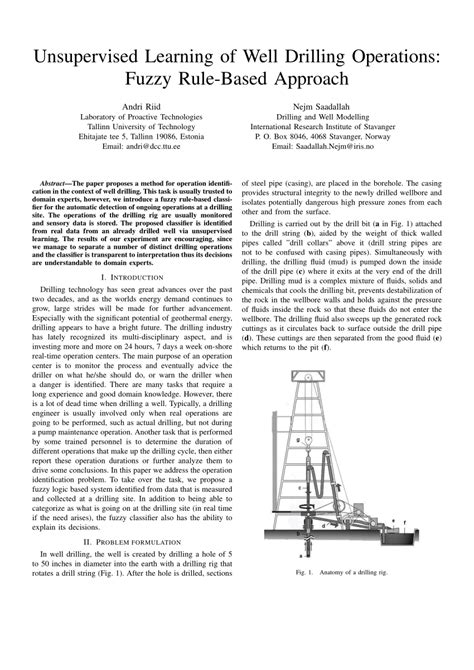 Pdf Unsupervised Learning Of Well Drilling Operations Fuzzy Rule