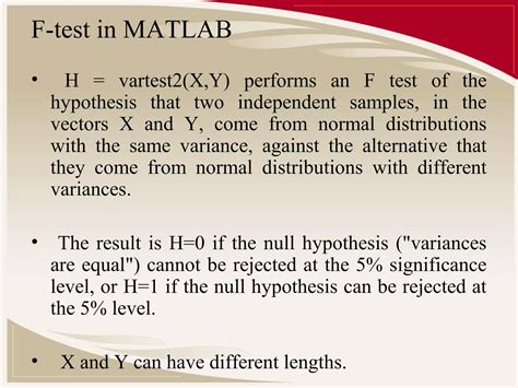 Parametric Hypothesis Testing Using Matlab Ppt