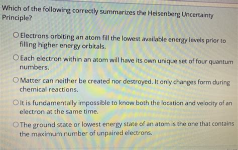 Solved Which Of The Following Correctly Summarizes The Chegg