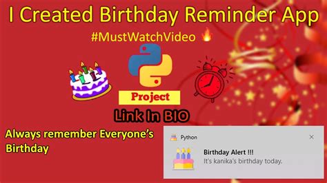 Create Birthday Notification Using Python 🎂 Birthday Reminder App 💡