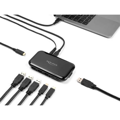 Delock 7 Portos Usb 32 Gen 2 Hub 4 A Type Usb And 3 Usb Type C Ports