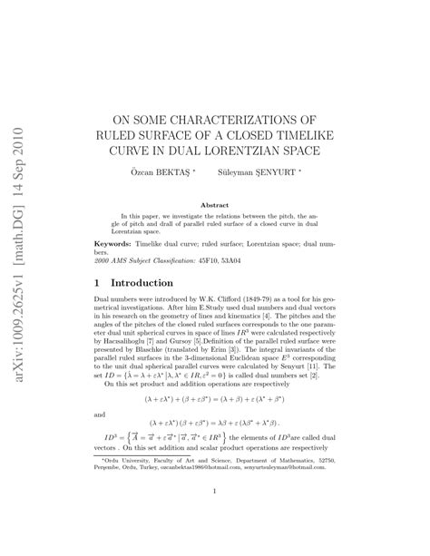 Pdf On Some Characterizations Of Ruled Surface Of A Closed Timelike