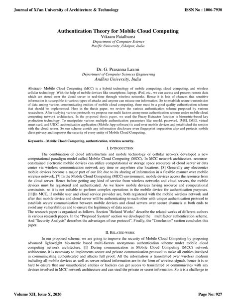 Pdf Authentication Theory For Mobile Cloud Computing