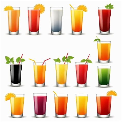 Juice Glass Vector Set White Background Isolated A High Qua Premium