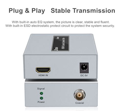High Resolution DTECH DT 7057 HDMI COAXIAL EXTENDER 300M Professional DTECH DT 7057 HDMI COAXIAL