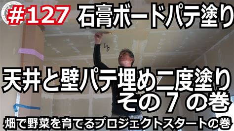 富津ラボ移住diy＃127 パテ塗りテクニック、石膏ボードパテ塗り、石膏ボード天井と壁パテ埋め二度塗り完了その7、畑で野菜を育てるプロジェクト