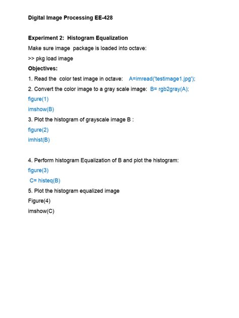 Exp2 Histogram Equalization Pdf