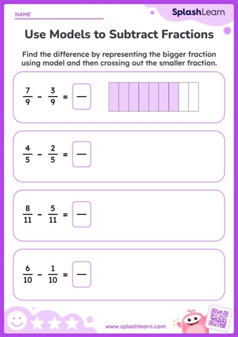 Subtract Fractions Worksheets Free And Printable Splashlearn