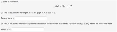 Solved 1 Point Suppose That F X 6x1 1 5 A Find An Chegg Com