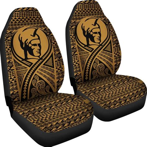 Hawaii Car Seat Covers Polynesian King Tattoo Gold