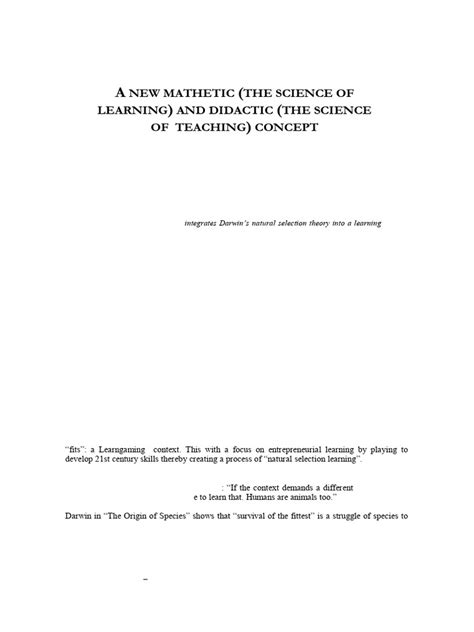 A New Mathetic The Science Of Learning And Didactic The Science Of