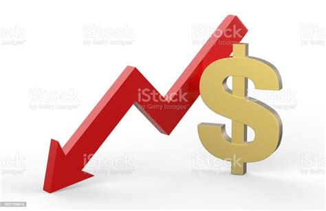 달러 가치 개념 황금 달러 기호 화살표를 감소 3 차원 일러스트 레이 션 감소 떨어짐에 대한 스톡 사진 및 기타 이미지 떨어짐 낮음 무너짐 Istock