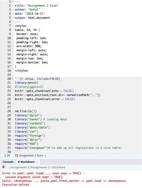 Error In Rmarkdown Knit Yaml R Markdown Posit Community
