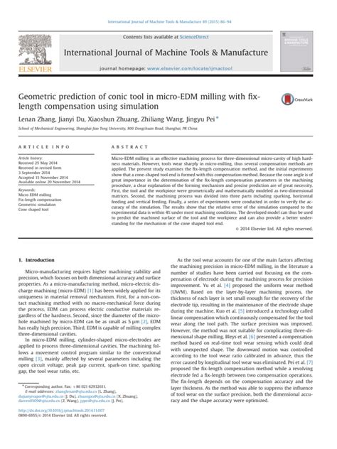 Geometric Prediction Of Conic Tool In Micro Edm Milling With Fixlength Compensation Using