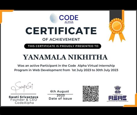 Yanamala Nikhitha On Linkedin Codealpha