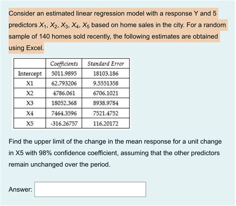 Solved Consider An Estimated Linear Regression Model With A Chegg