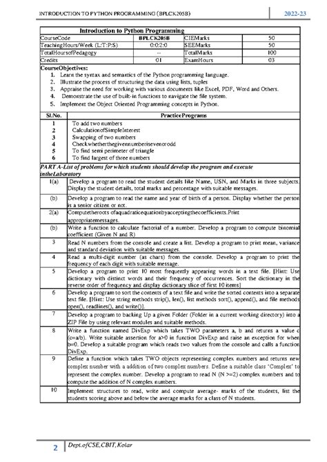 Ipp Lab Manual 2023 2 21 Deptcbitkolar Introduction To Python