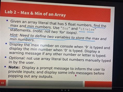 Solved Hint For Lab2 1 How To Find The Max And Min Number Chegg Com